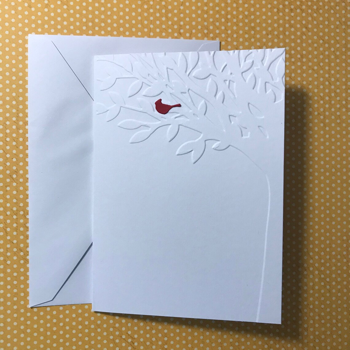Cardinal Cards White Embossed Tree Cards Cardinal Bird | Etsy