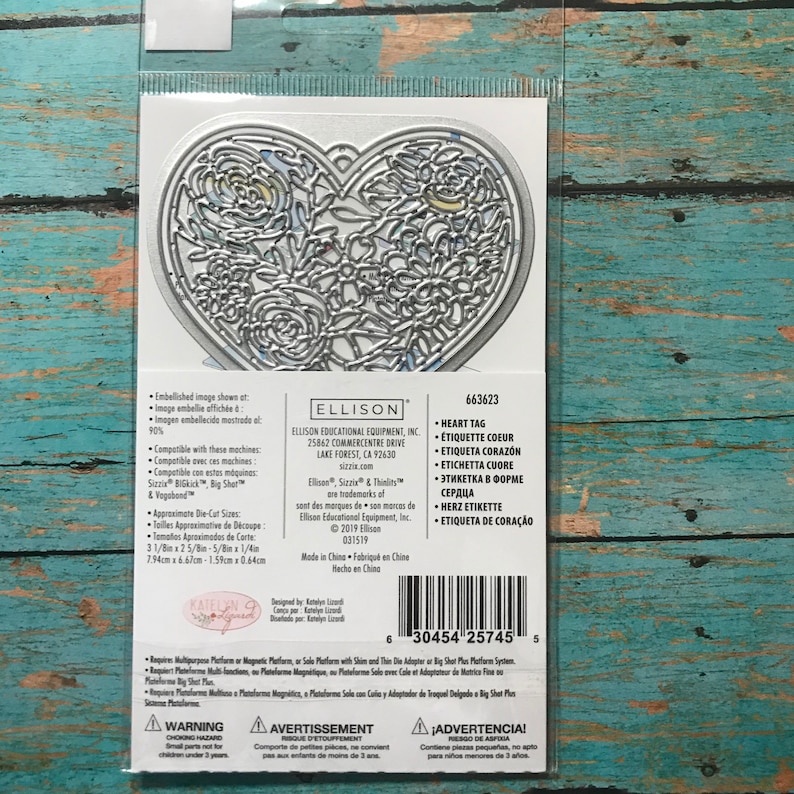 Sizzix Thinlits Die Heart Tag Cutting Die 663623 10 - Etsy