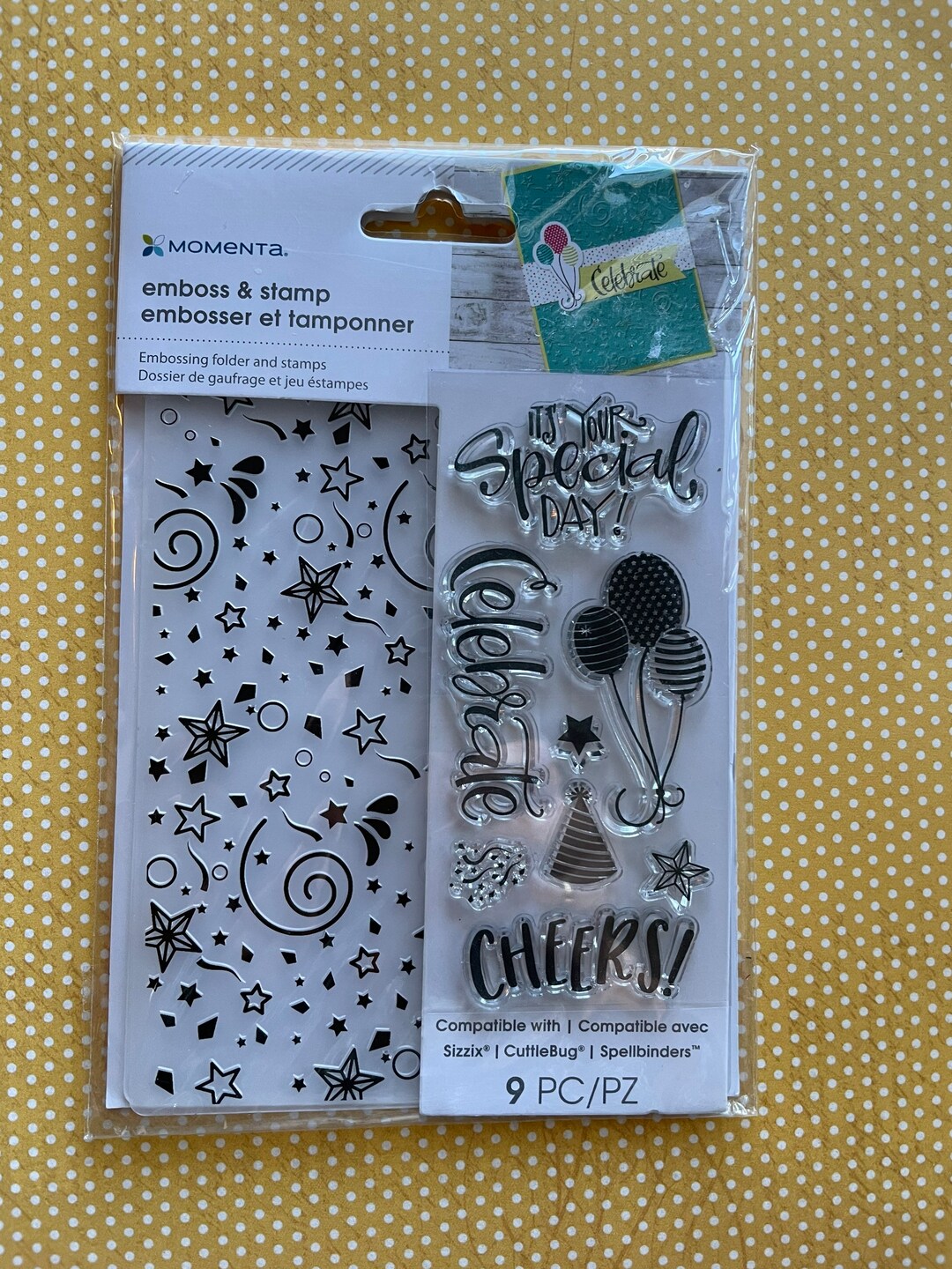 Confetti Stars and Swirls Emboss Folder & Stamp Set 4.25 X 5.75 Inches ...