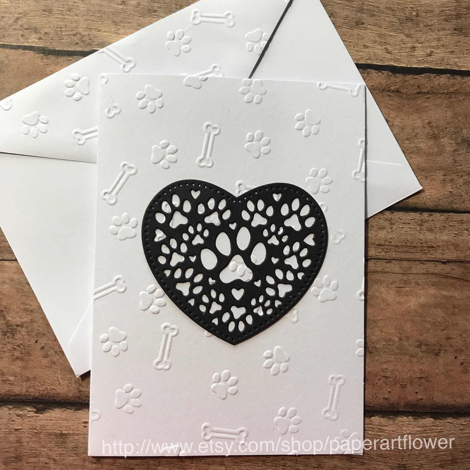 Heart Paw Print Card Set Paw Print & Dog Bone Card | Etsy