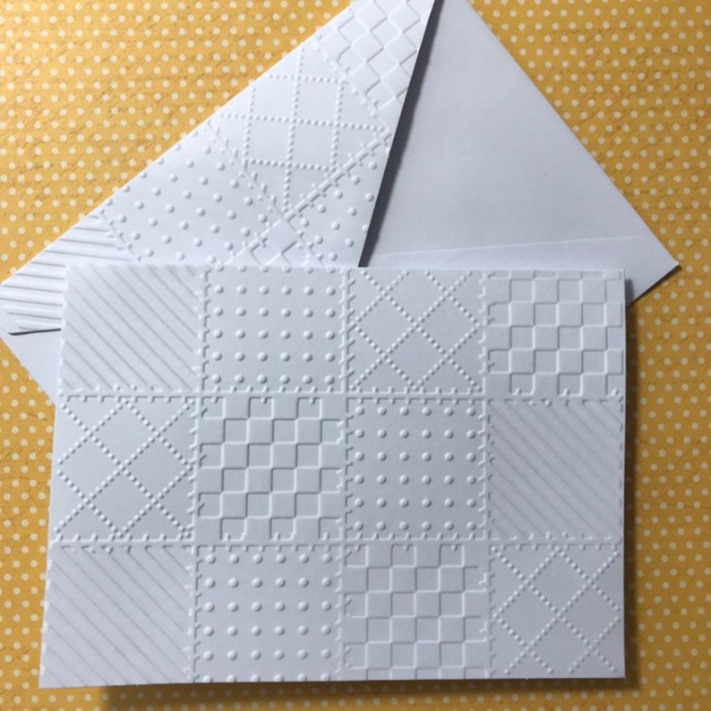 Quilt Block Cards White Embossed Note Cards Stationery Set | Etsy