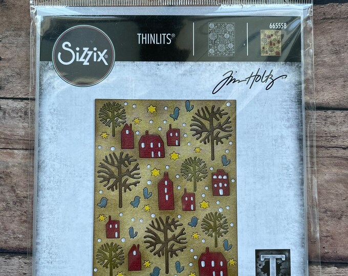 Countryside by Tim Holtz #665558 Sizzix Thinlits Die Background Die A2 Card Making House Tree ...