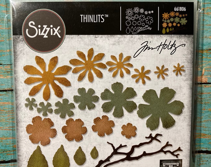 Sizzix Thinlits Die Set 21PK Small Tattered Florals by Tim Holtz 661806 Designed by Tim Holtz ...