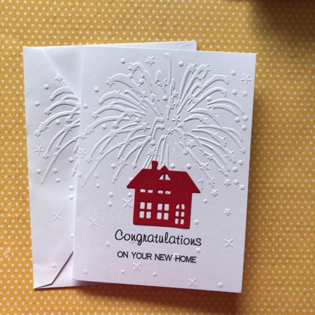 Congratulation on the New House Card, Fireworks Card Set, White ...