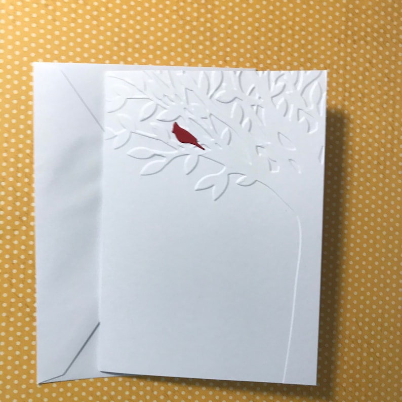 Cardinal Cards White Embossed Tree Cards Cardinal Bird - Etsy