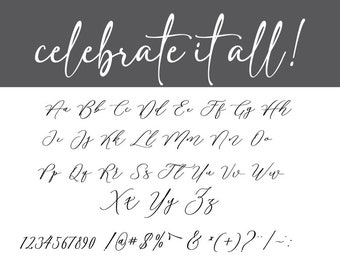SVG DXF Silhouette Cricut Font Script Calligraphy Chalkboard Hand Drawn ...