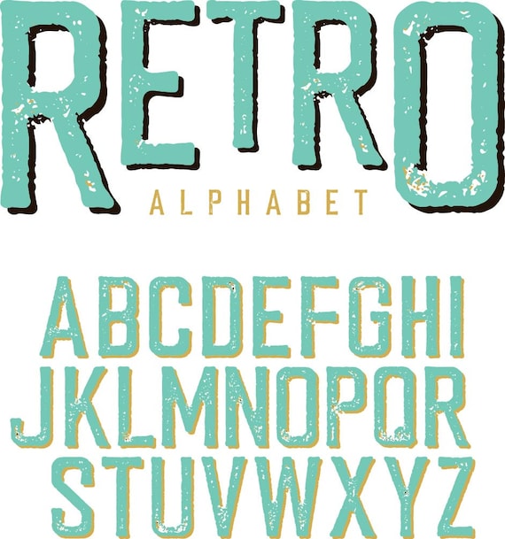 SVG Silhouette DXF distressed retro alphabet for printing | Etsy