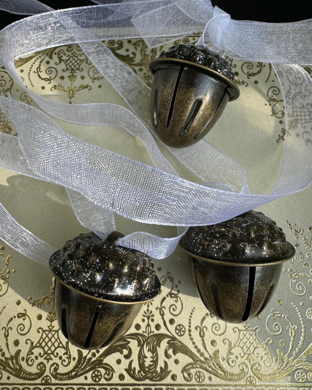 Acorn Jingle Bell With White Ribbon Tie qty 8 - Etsy