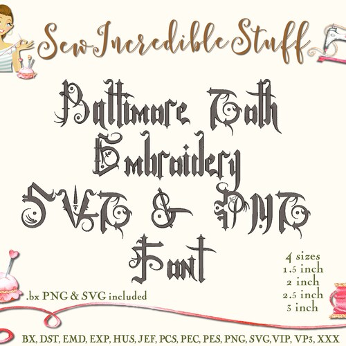 Gothic Olde English Machine Embroidery PNG and SVG Fonts BX | Etsy