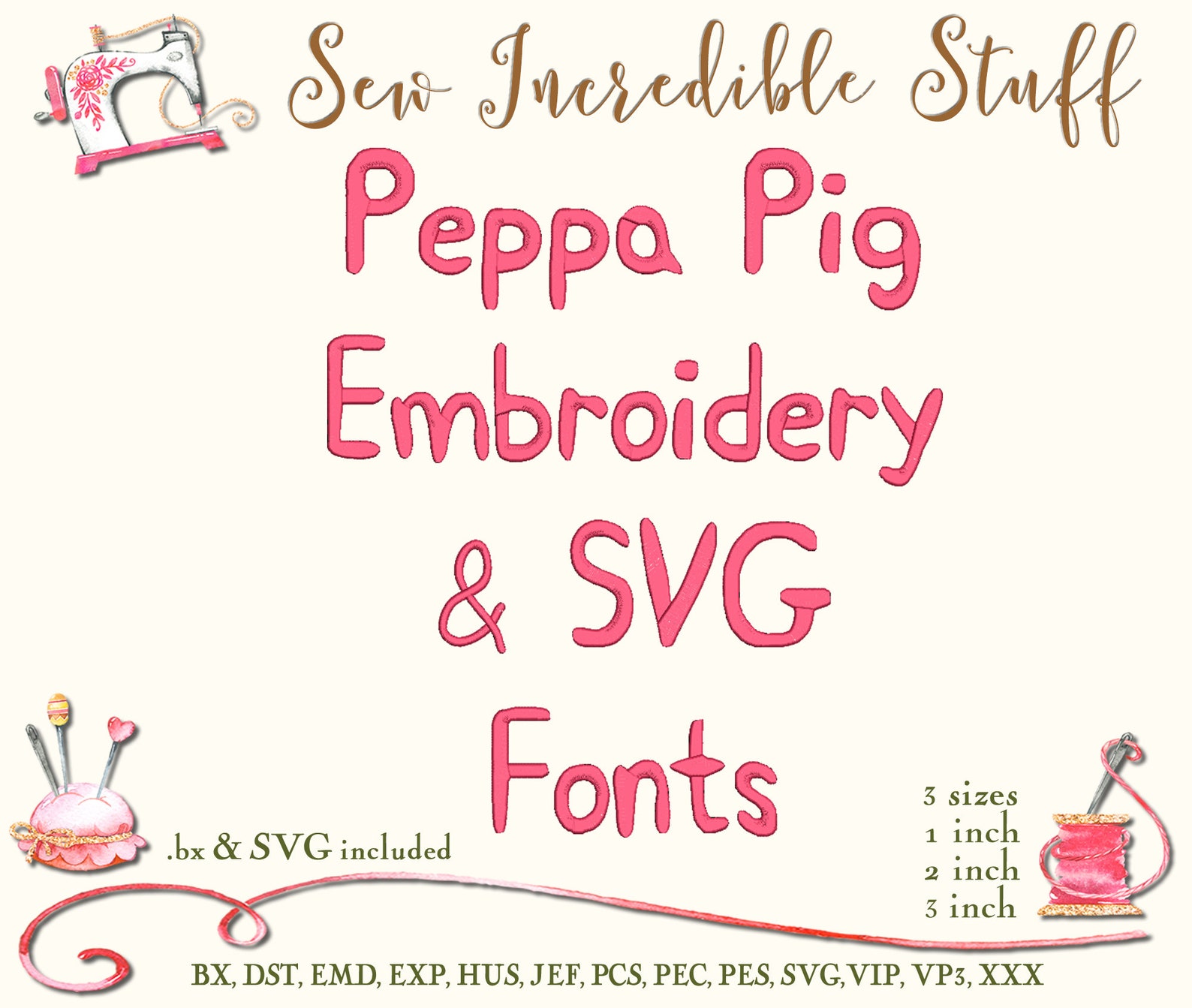 Peppa Pig Machine Embroidery and SVG Fonts BX Font SVG | Etsy UK