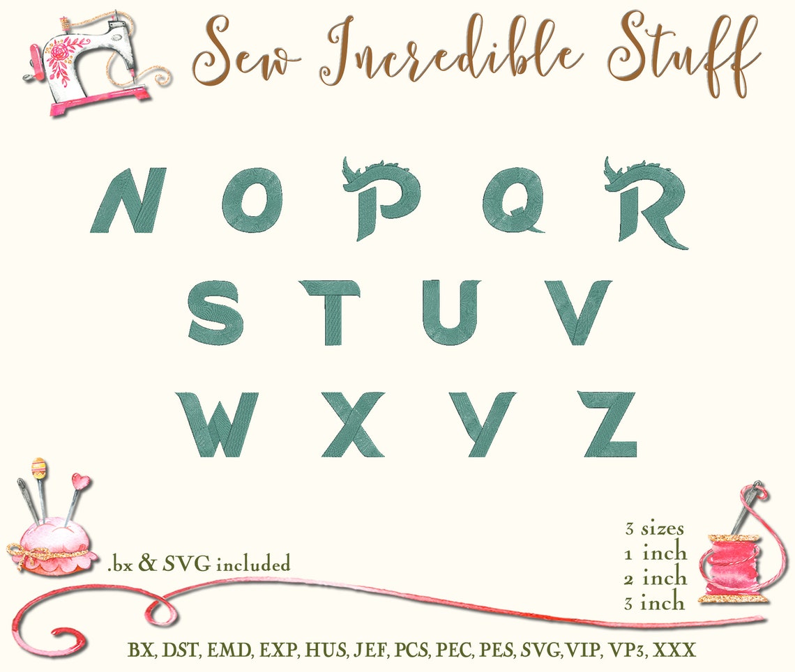 Raya & the Last Dragon Machine Embroidery and SVG Fonts - 3 Sizes- .bx ...