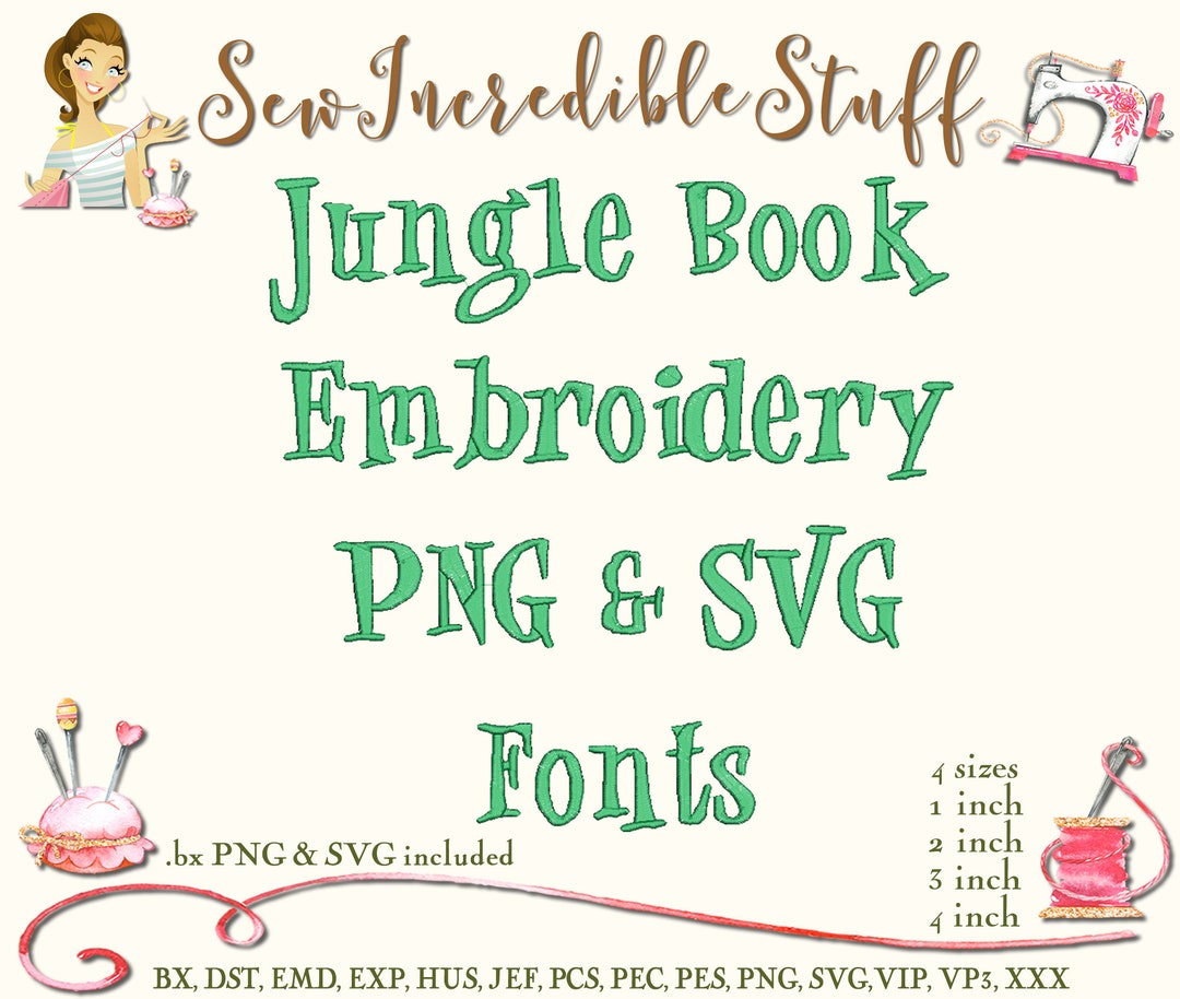 Jungle Book Machine Embroidery PNG and SVG Fonts 4 - Etsy