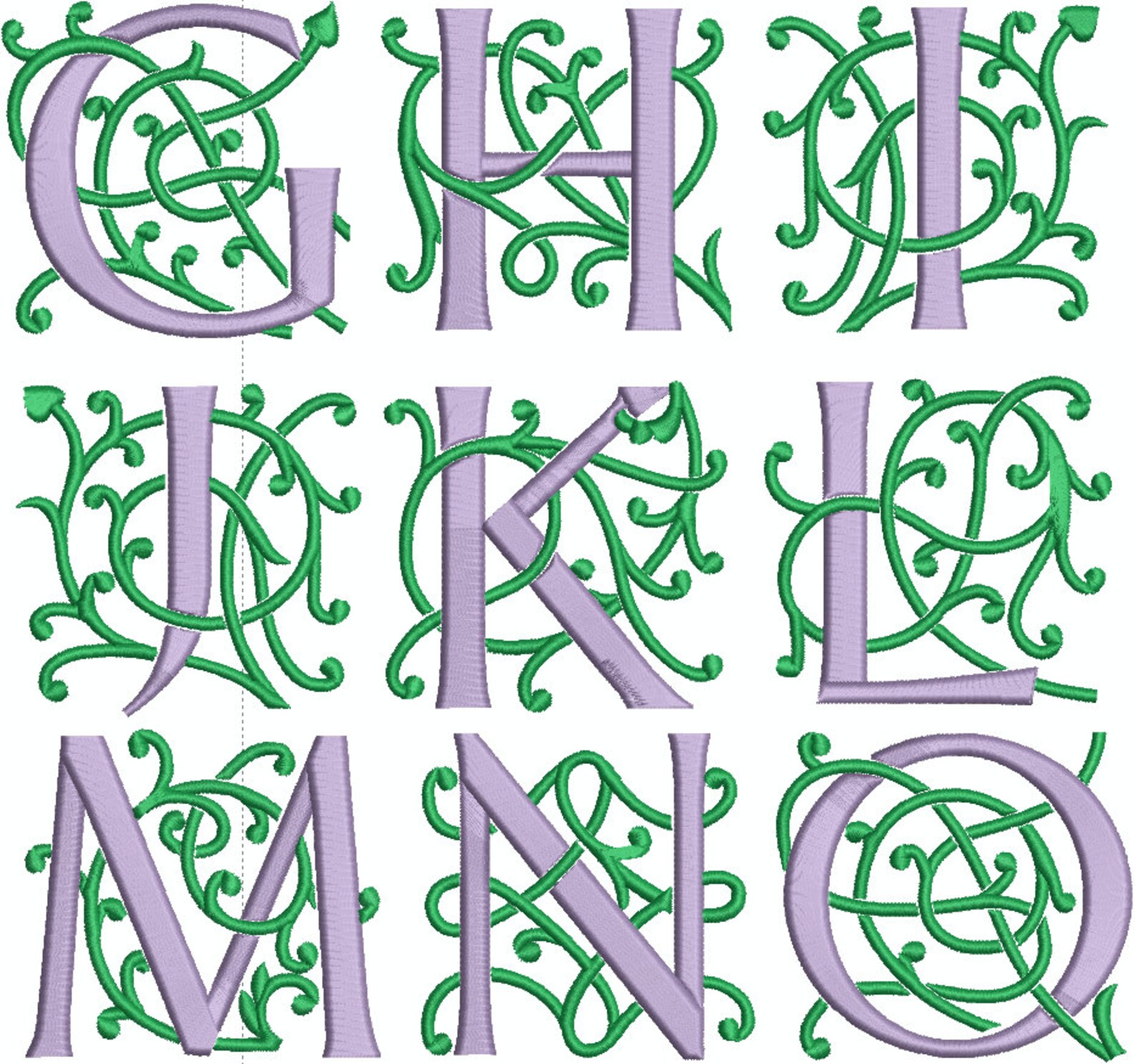 Single Initial, Two Color Machine Embroidery Monogram Font Art Deco ...