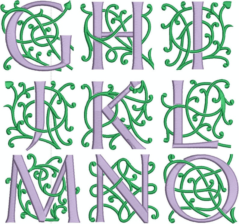 Single Initial Two Color Machine Embroidery Monogram Font Art - Etsy