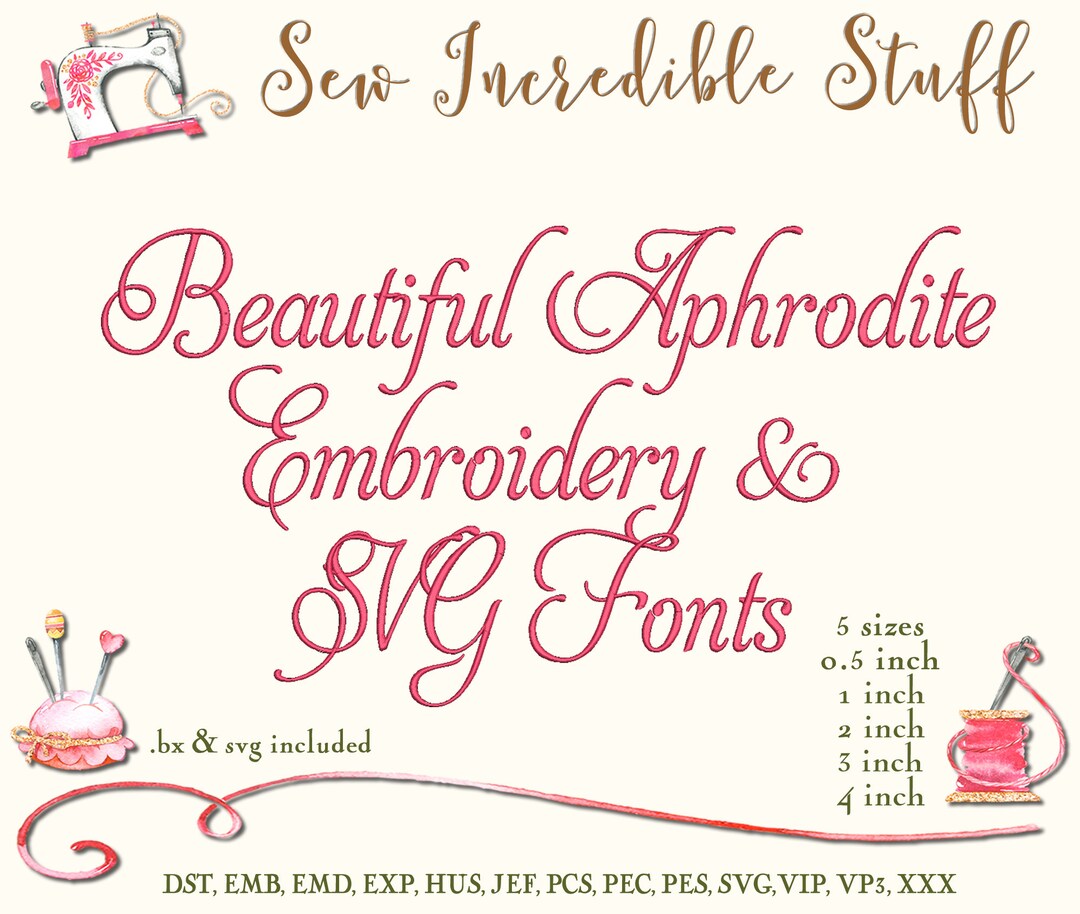 Beautiful Aphrodite Script Machine Embroidery and SVG Fonts, Regular ...