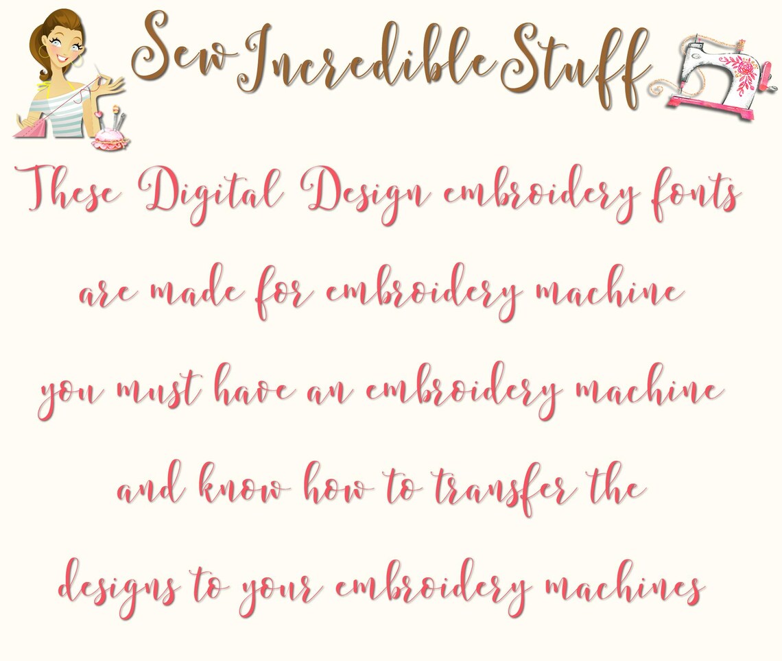 Small Size Machine Embroidery Font Collection - BX Fonts- 16 Fonts 1/4 ...