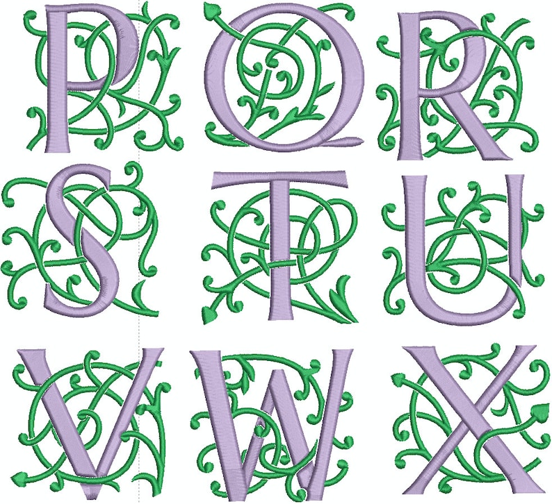 Single Initial Two Color Machine Embroidery Monogram Font Art - Etsy