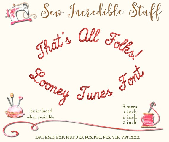 That's All Folks Looney Tunes Script Machine Embroidery | Etsy Australia