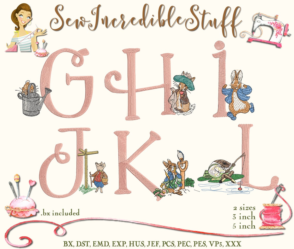 Peter Rabbit Alphabet Machine Embroidery Designs 2 Sizes - Etsy Australia