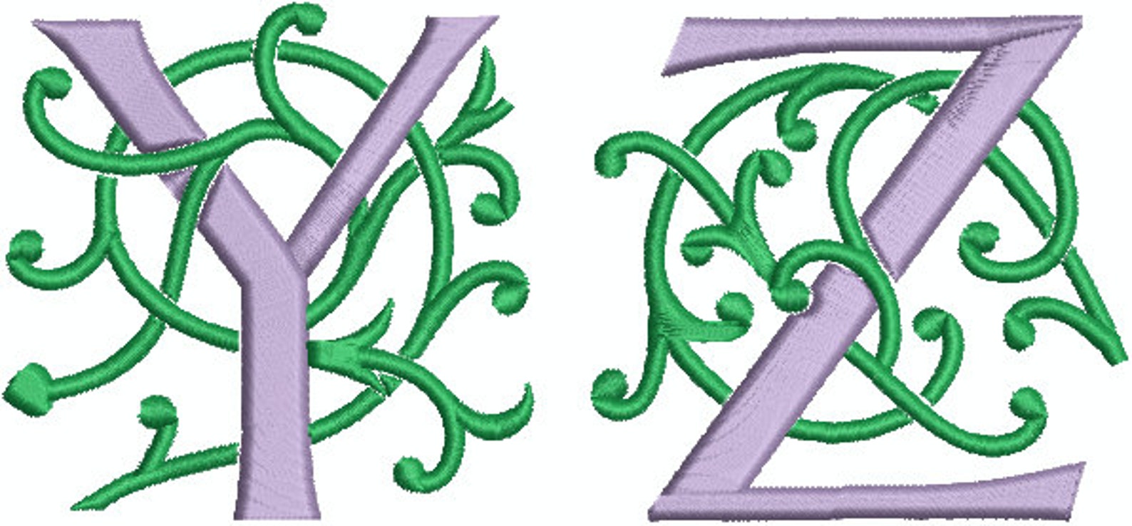 Single Initial Two color Machine Embroidery Monogram Font Art | Etsy