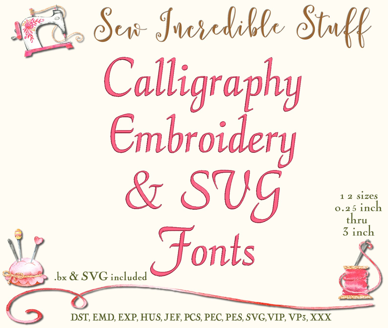 Calligraphy Script Machine Embroidery and SVG Fonts BX Font | Etsy