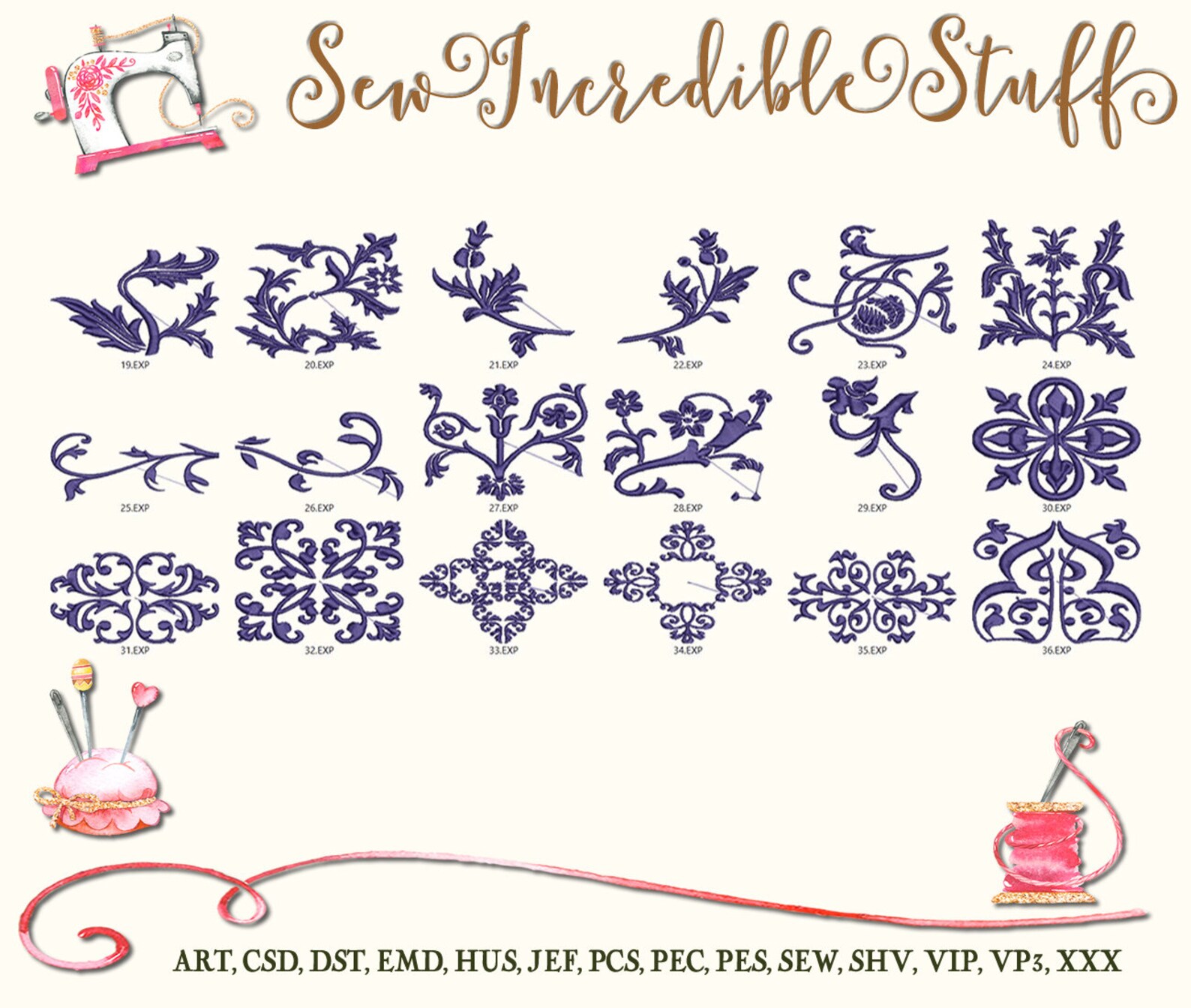 Decorative Scroll Work Flourishes Machine Embrodery Files - Etsy