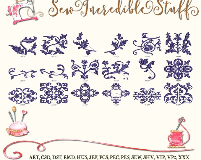 Decorative Scroll Work Flourishes Machine Embrodery Files - Etsy