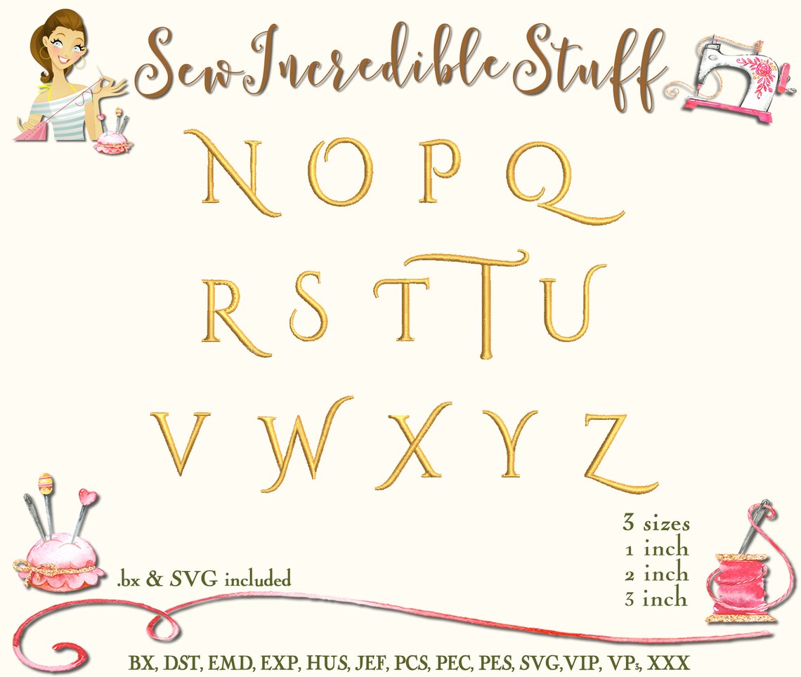 Beauty & the Beast Machine Embroidery, PNG and SVG Fonts - 3 Sizes - BX ...