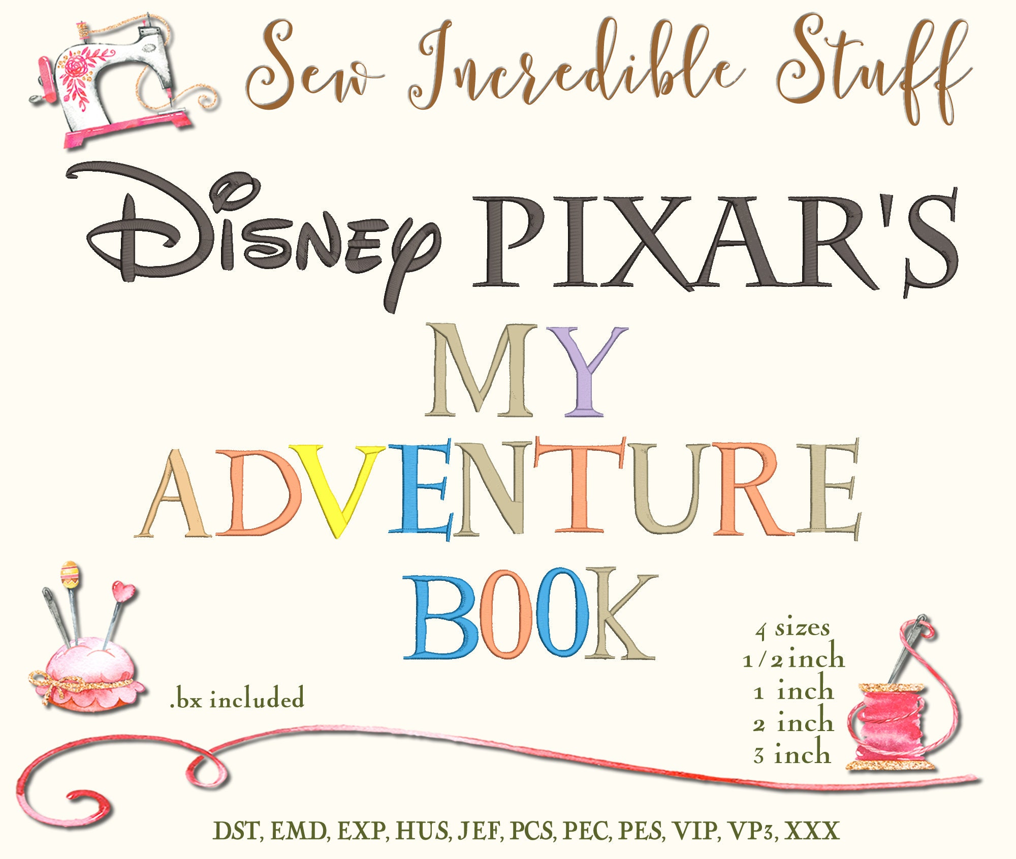 My Adventure Book Embroidery Font from Disney Pixar's UP | Etsy