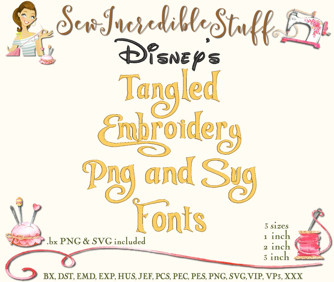 Tangled Machine Embroidery & SVG Fonts 3 Sizes BX Font PES Font 11 ...
