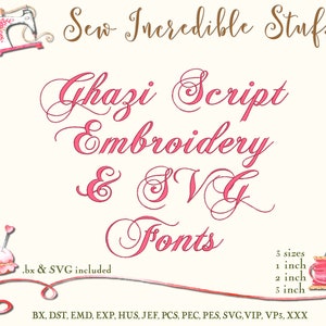 Ghazi Beautiful Script Machine Embroidery and SVG Fonts 3 Embroidery ...