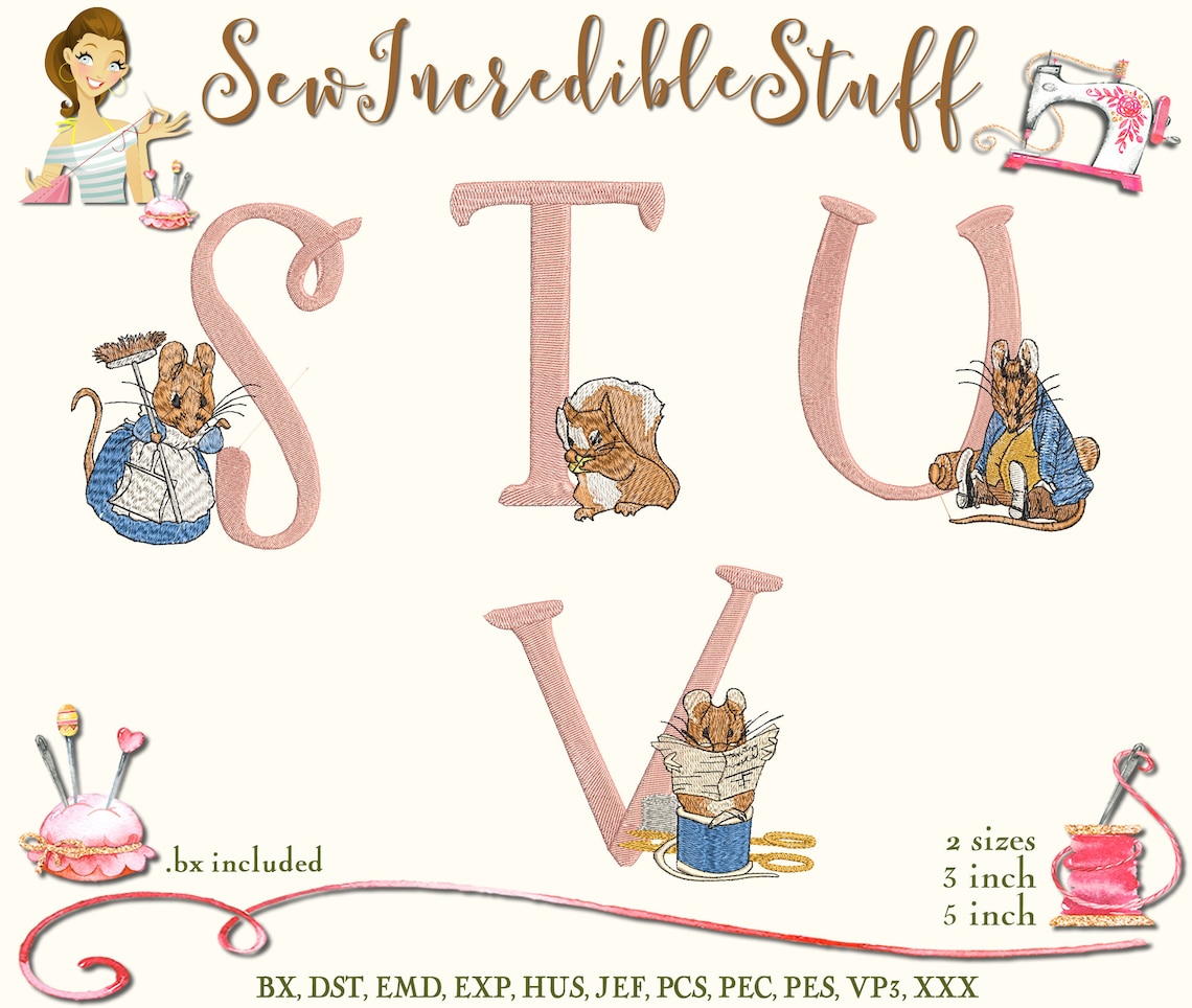 Peter Rabbit Alphabet Machine Embroidery Designs 2 Sizes - Etsy Australia