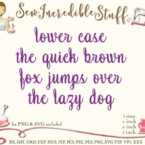Lovely Upright Script Machine Embroidery SVG and PNG Fonts - 3 Sizes ...