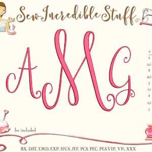 Delicate Curly Monogram Machine Embroidery Font. 9 Sizes - 11 ...