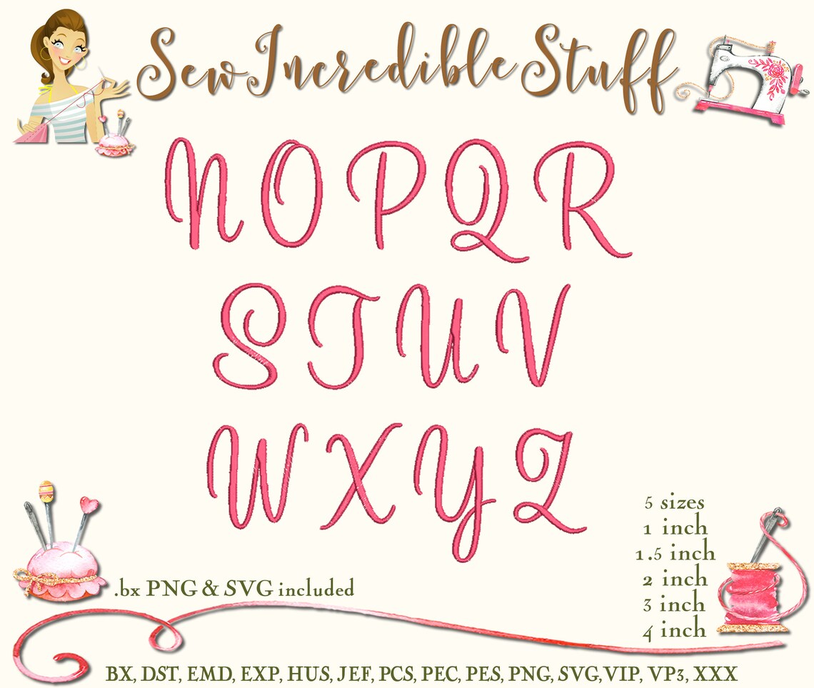 Sweetheart Script Machine Embroidery PNG and SVG Fonts - 5 Sizes - BX ...