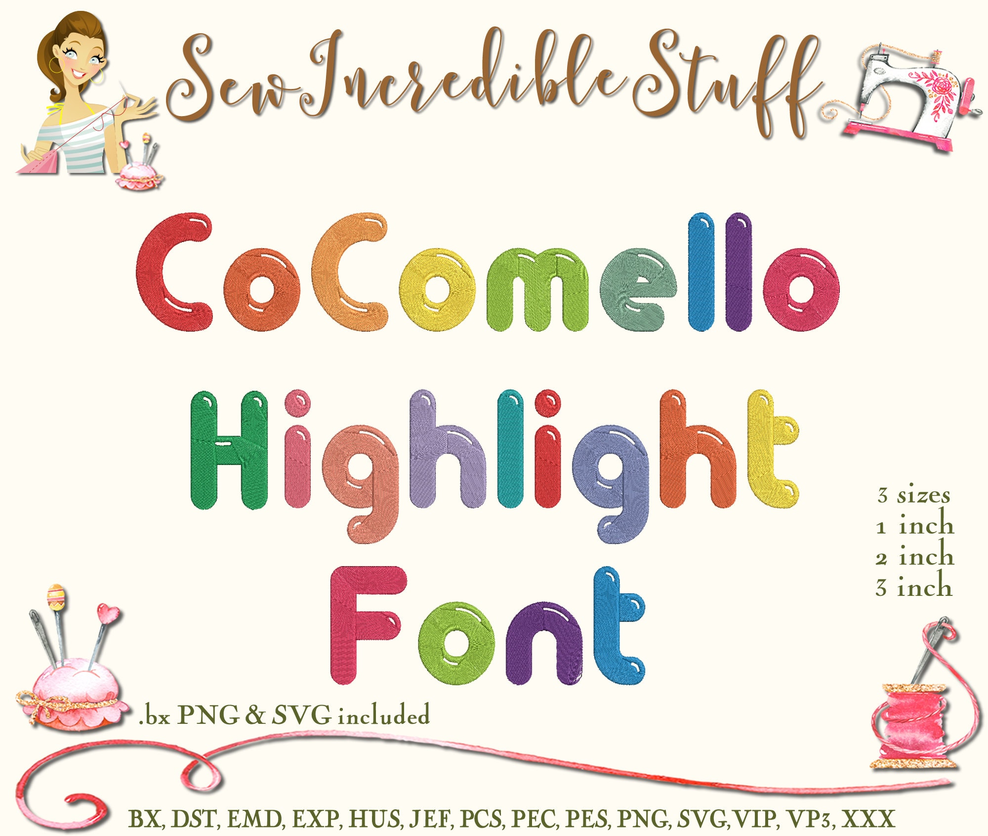 Cocomello Machine Embroidery PNG and SVG Font. 3 Sizes 2 - Etsy UK