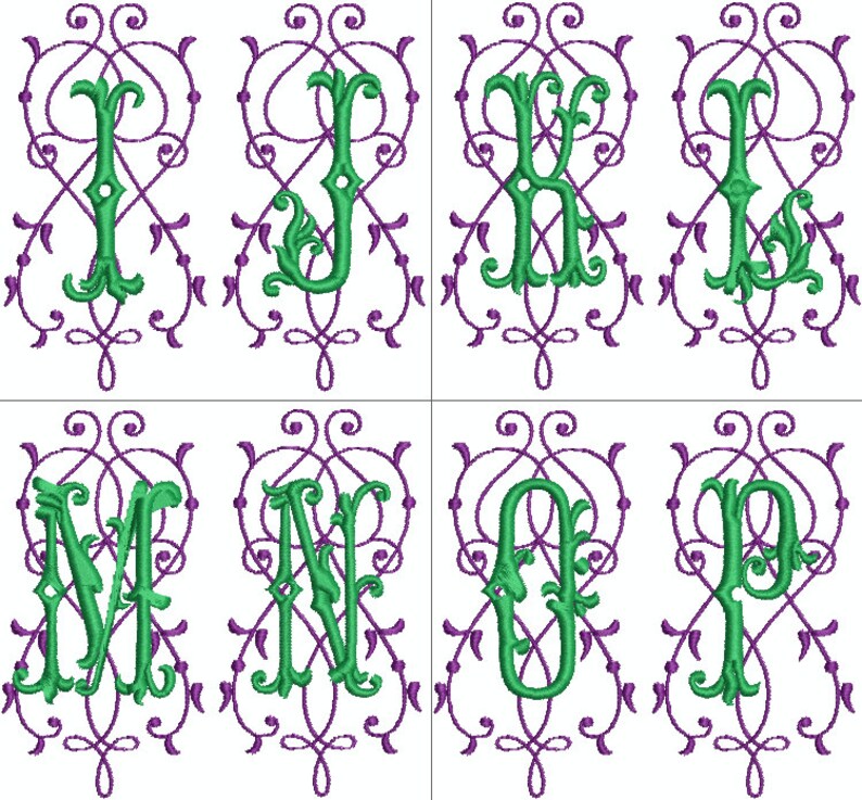 Single Initial, Two Color Machine Embroidery Monogram Font in Victorian ...