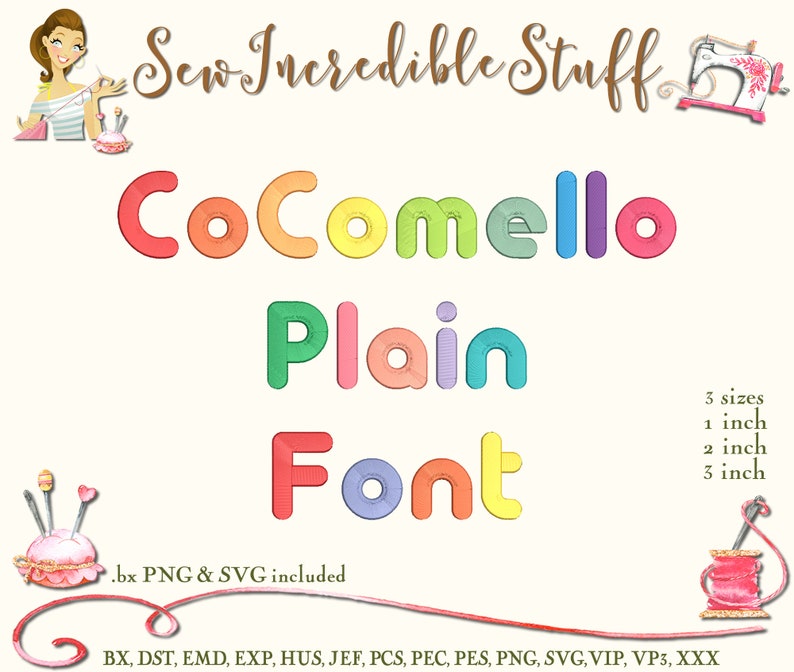 Cocomello Machine Embroidery PNG and SVG Font. 3 Sizes 2 - Etsy UK