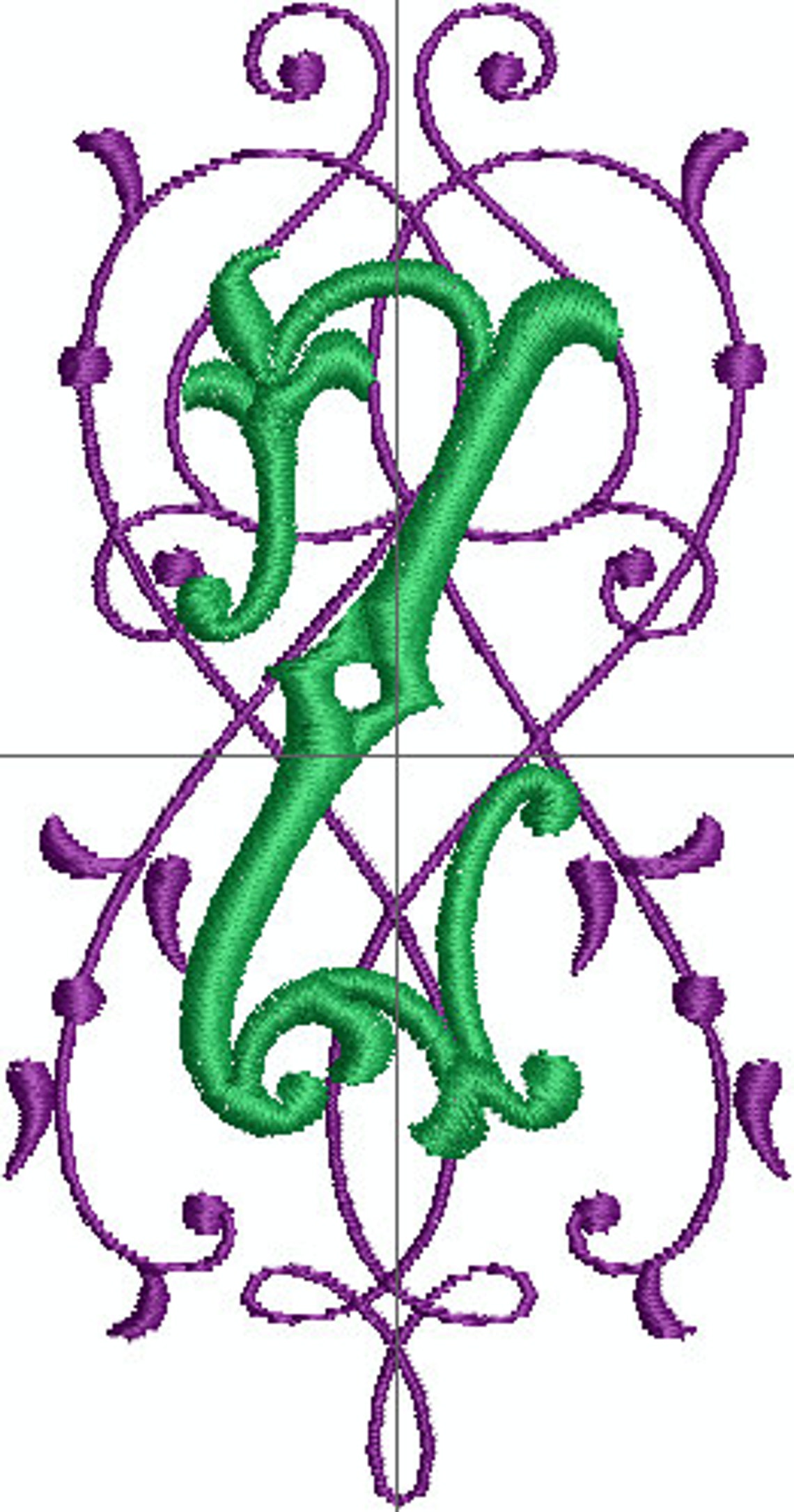 Single Initial, Two Color Machine Embroidery Monogram Font in Victorian ...