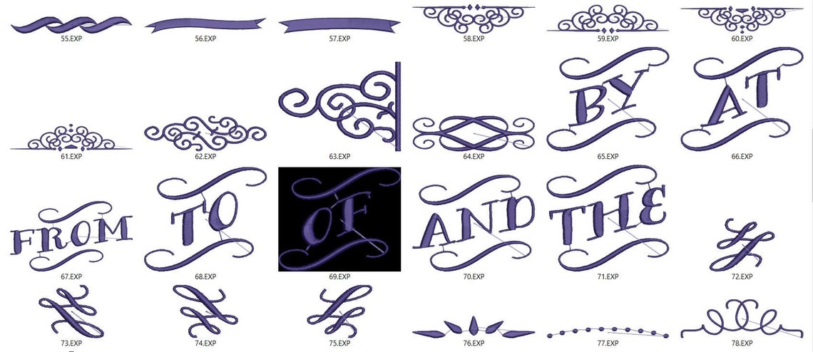 Decorative Scroll Work Flourishes Machine Embrodery Files | Etsy