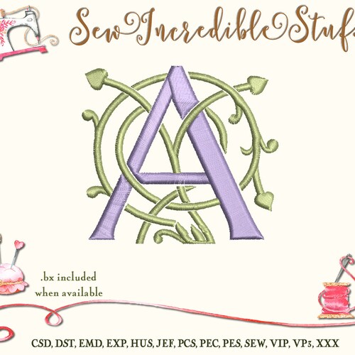 Single Initial Two Color Machine Embroidery Monogram Font in | Etsy