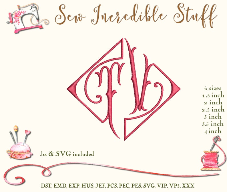 Double Initial Simple Design Monogram Embroidery and SVG Font - Etsy