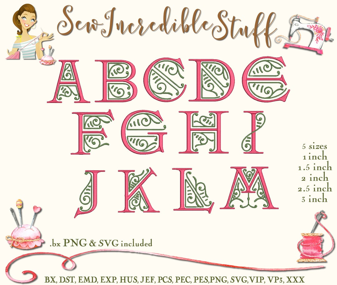 Damask Single Initial, Two Color Machine Embroidery Monogram and SVG ...