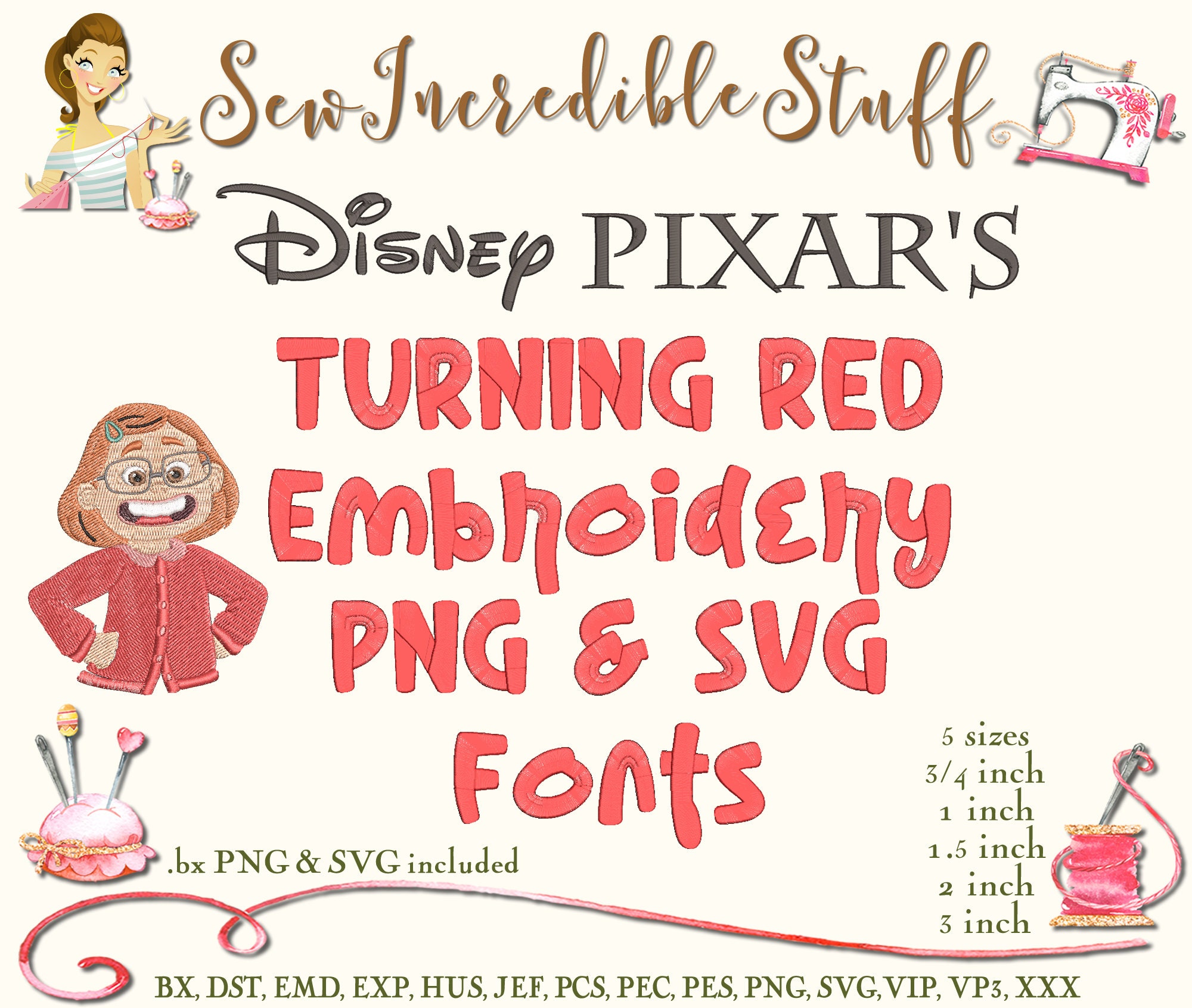 Turning Red Machine Embroidery PNG and SVG Font BX Font Pes - Etsy UK