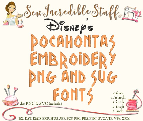 Pocahontas Machine Embroidery SVG and PNG Fonts 3 Sizes BX - Etsy UK