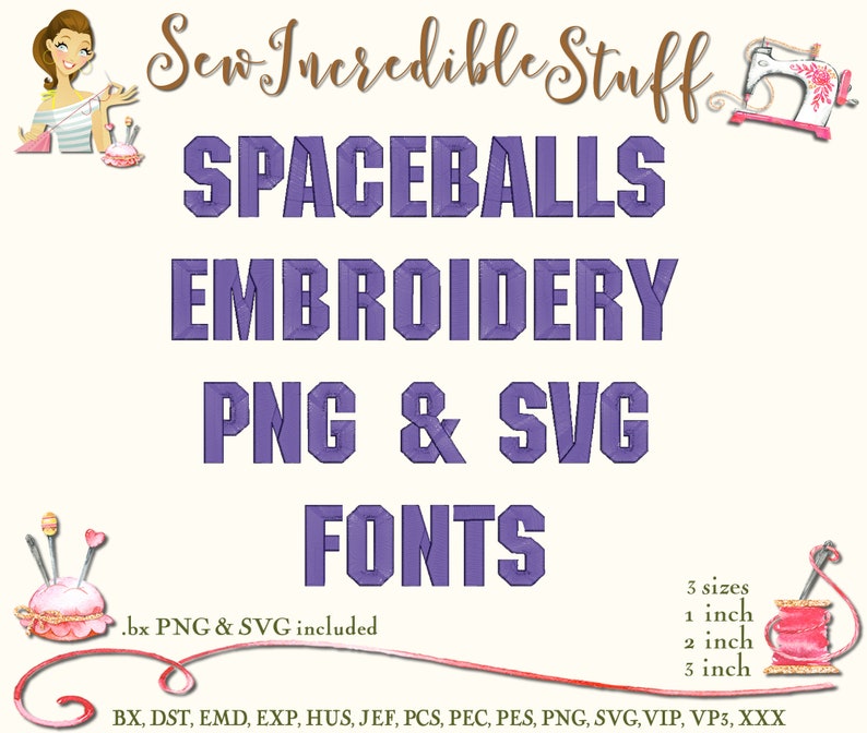 Spaceballs Movie Machine Embroidery, PNG and SVG Fonts - 3 Sizes - BX ...