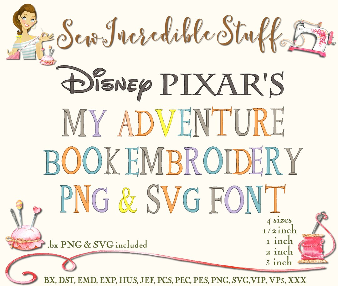 My Adventure Book Embroidery SVG and PNG Fonts BX Font 4 - Etsy