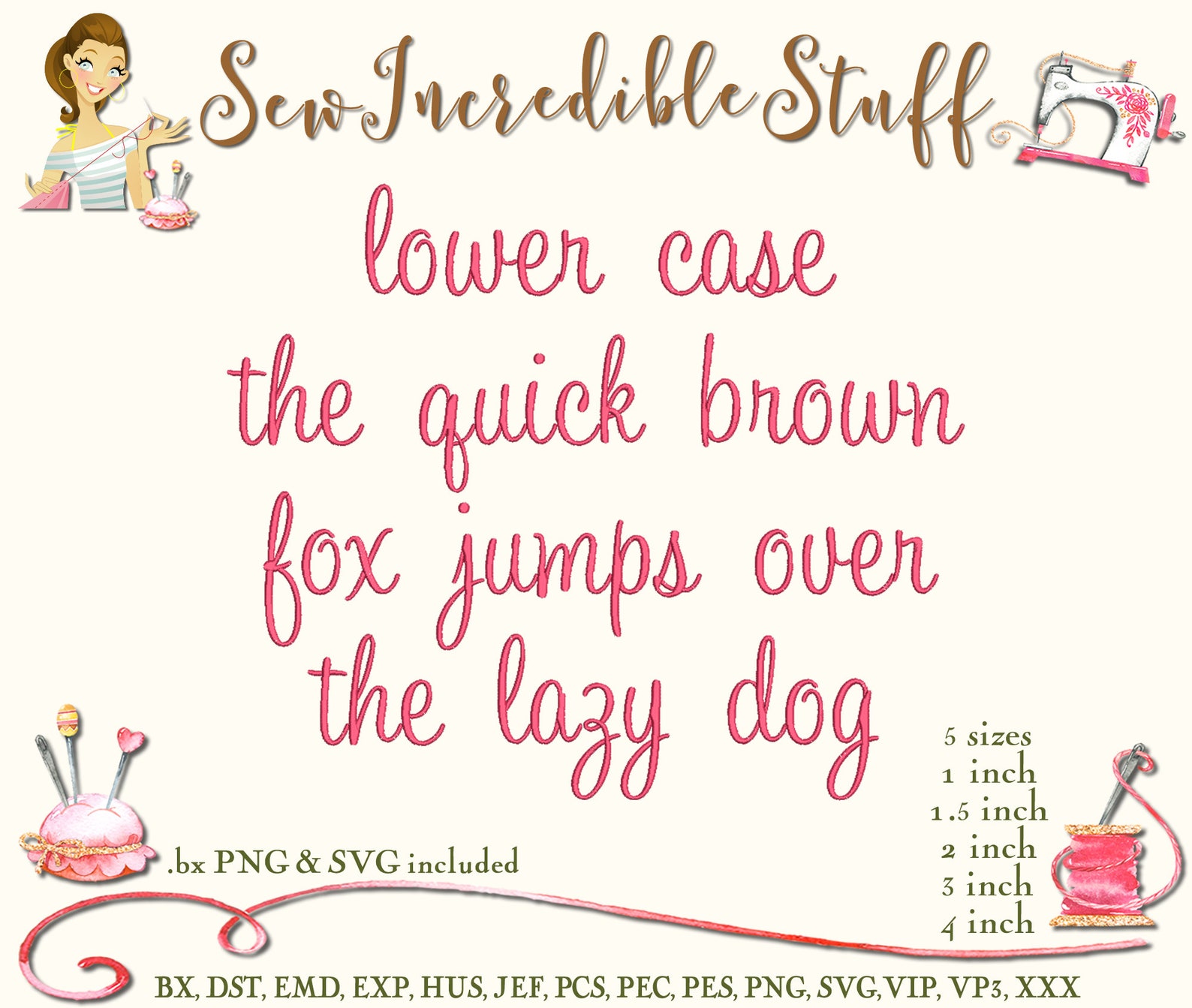 Sweetheart Script Machine Embroidery PNG and SVG Fonts - 5 Sizes - BX ...