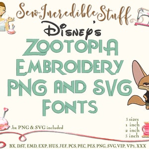 Zootopia Machine Embroidery PNG and SVG Fonts BX Font 3 - Etsy