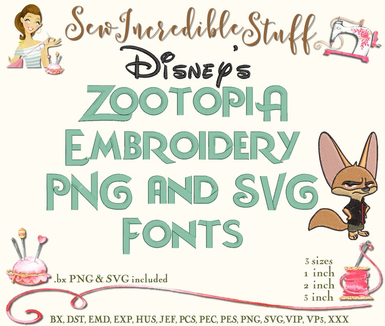 Zootopia Machine Embroidery PNG and SVG Fonts BX Font 3 - Etsy Israel